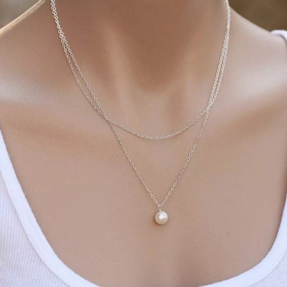 Jewelry | Gold Or Silver Two Layer Dainty Chain With Pearl | Poshmark